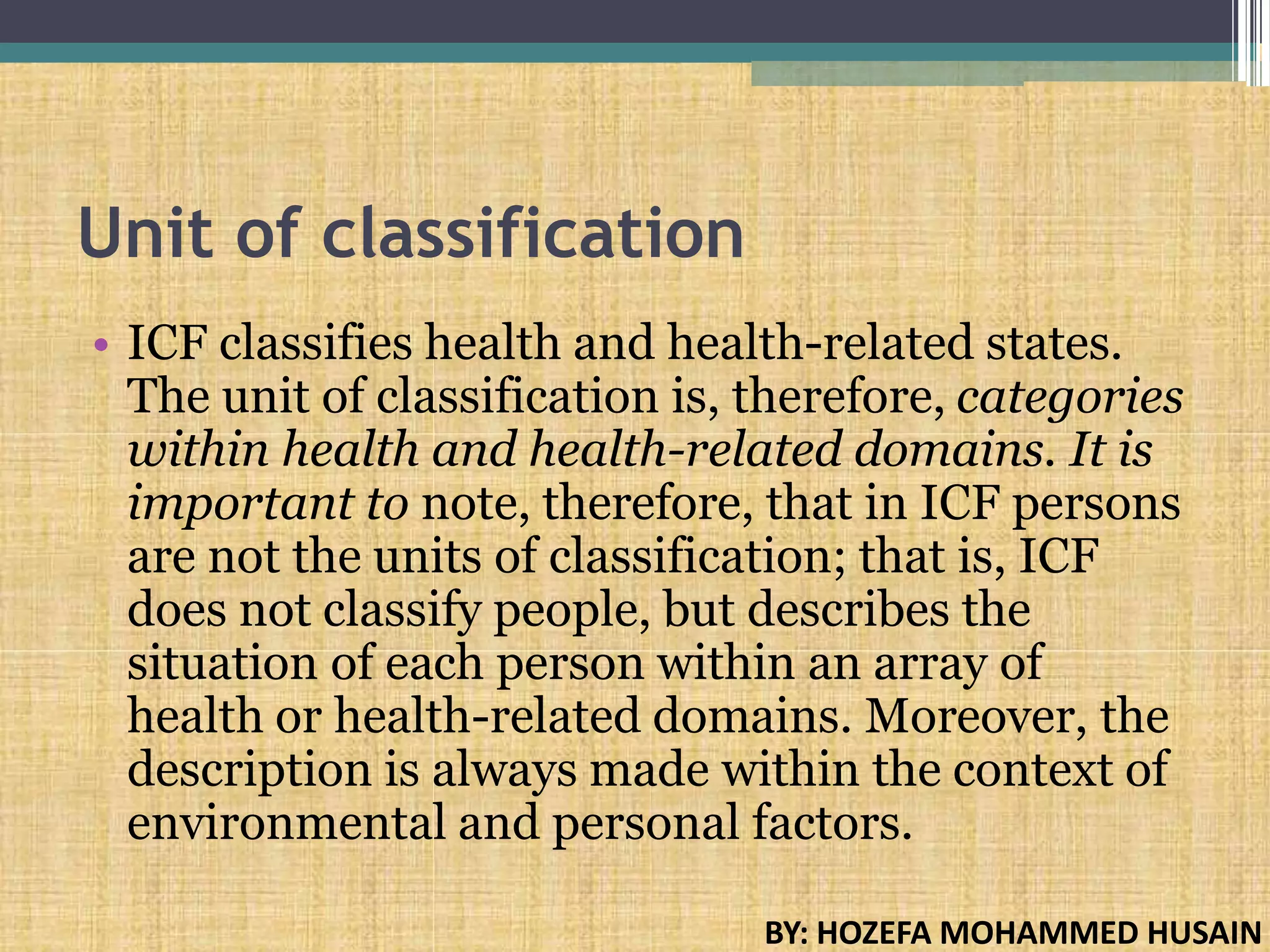 ICF- International Classification of Functioning, Disability and Health ...