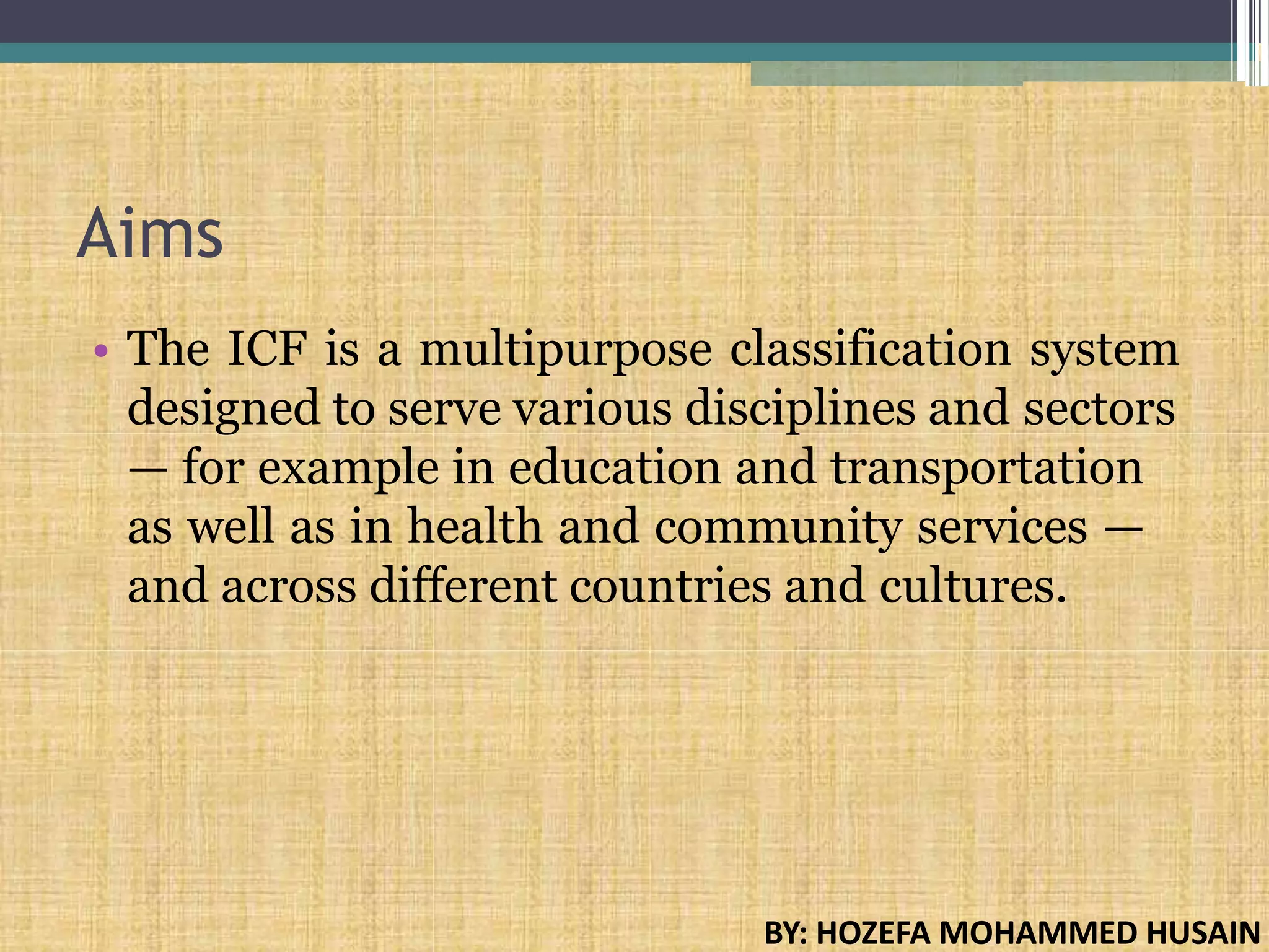 Icf International Classification Of Functioning Disability And Health Pptx