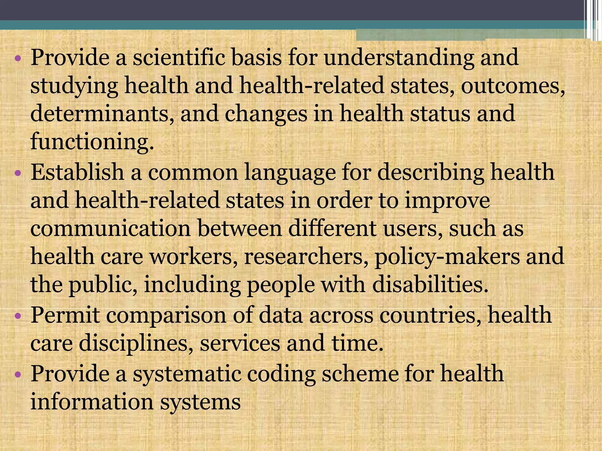 ICF- International Classification of Functioning, Disability and Health ...