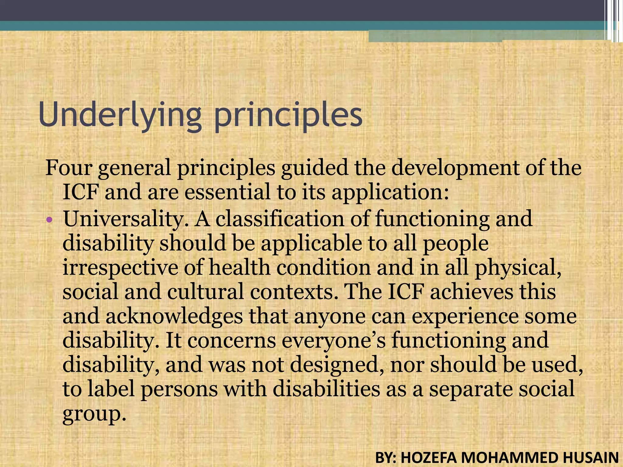 ICF- International Classification of Functioning, Disability and Health ...