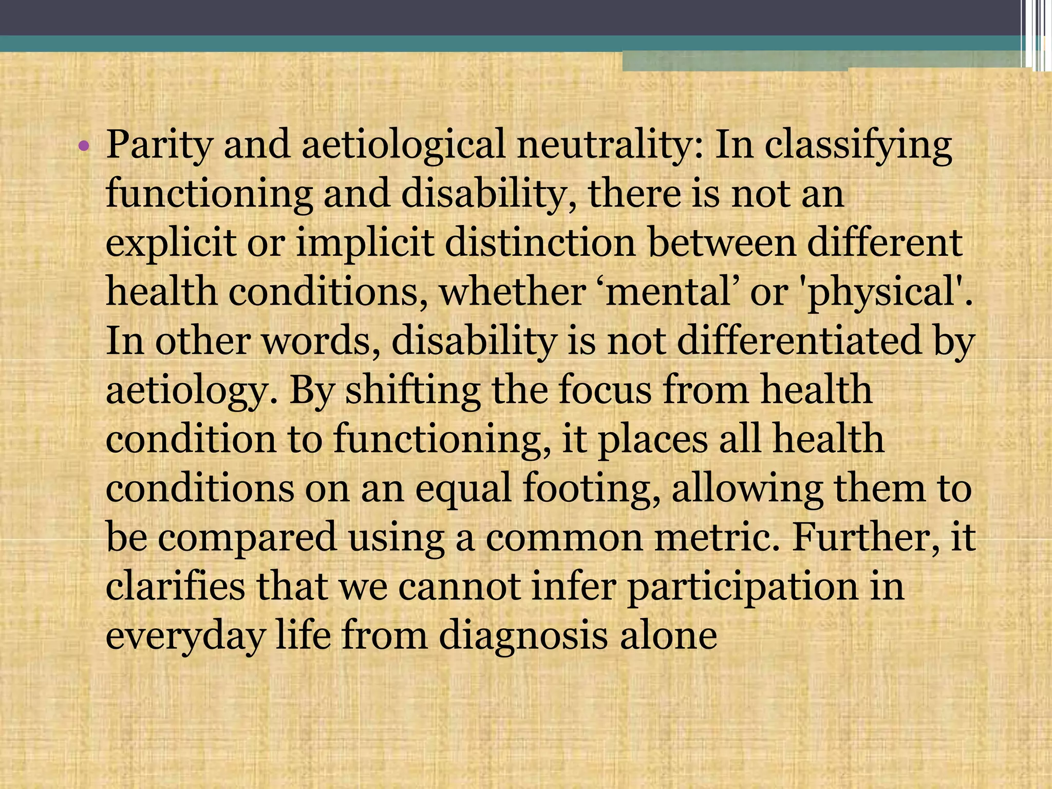 ICF- International Classification of Functioning, Disability and Health ...