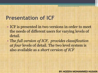 ICF- International Classification of Functioning, Disability and Health ...