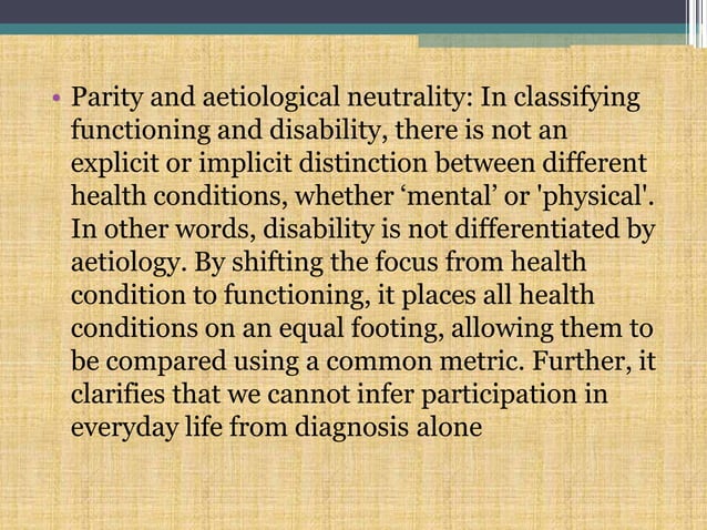 Icf International Classification Of Functioning Disability And Health Pptx