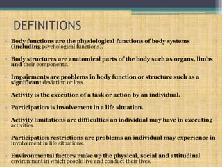 International classification of functioning, disability and health. | PPTX