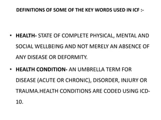 international classification of functioning, disability and health | PPTX