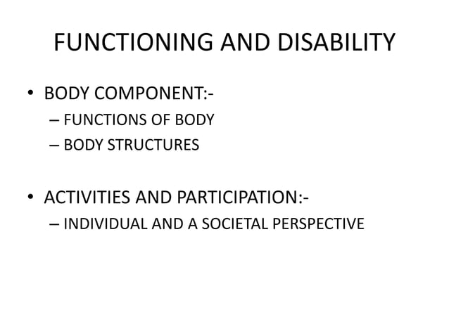 international classification of functioning, disability and health ...