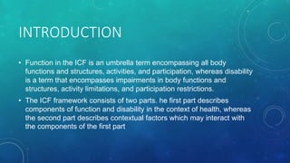 International Classification of Function, disability and health (ICF ...