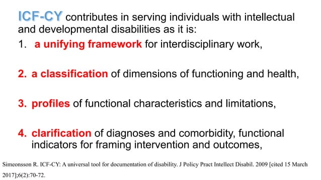 ICF-CY and early childhood development | PDF