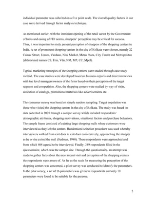 A study of the perception of mall shoppers in the city of Kolkata ...