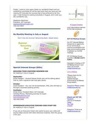 July 2014 ICF Colorado Newsletter | PDF