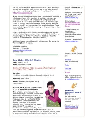 June 2014 ICF Colorado Newsletter | PDF