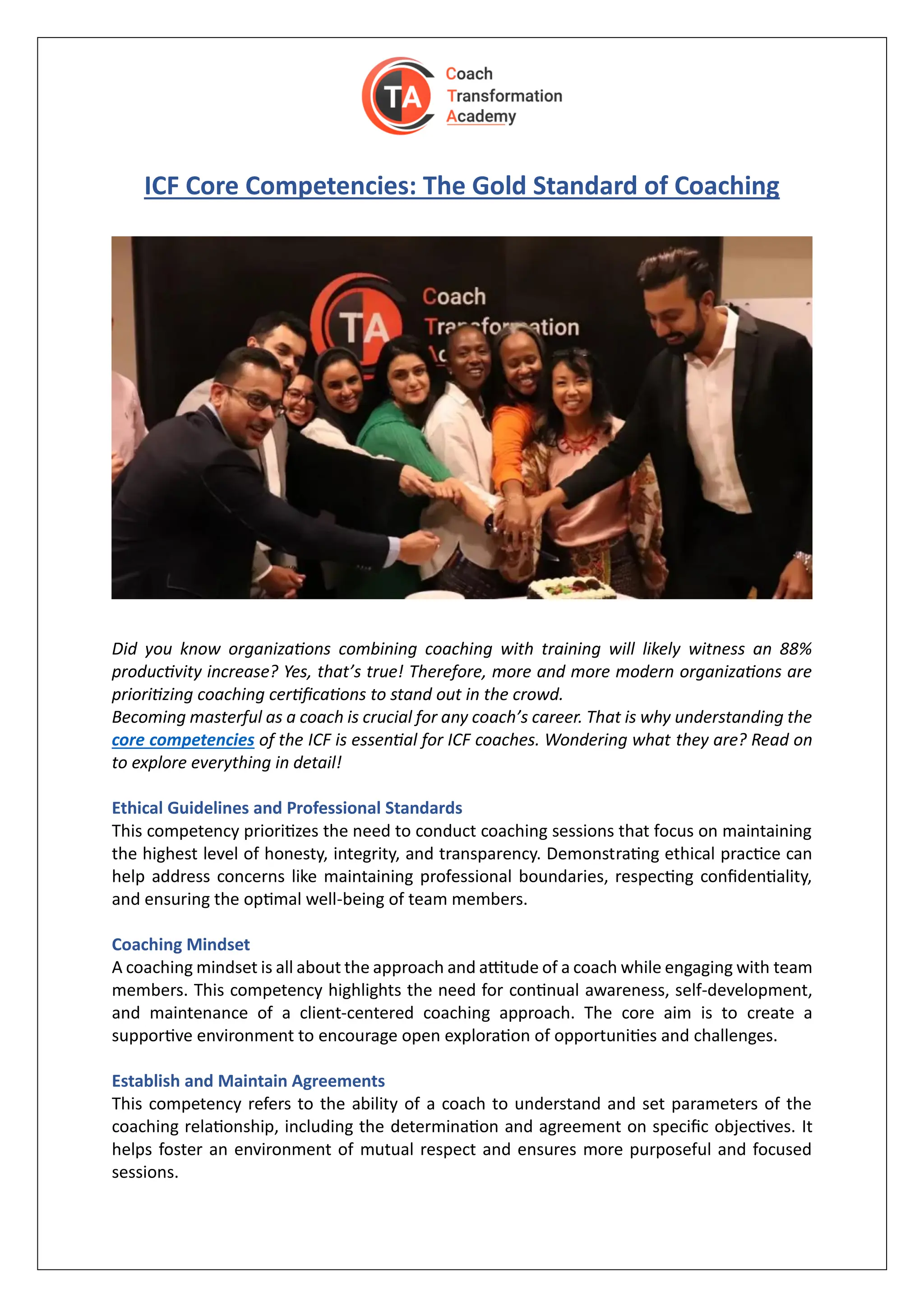 ICF Core Competencies: The Gold Standard of Coaching | PDF