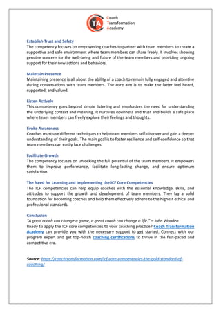 ICF Core Competencies: The Gold Standard of Coaching | PDF