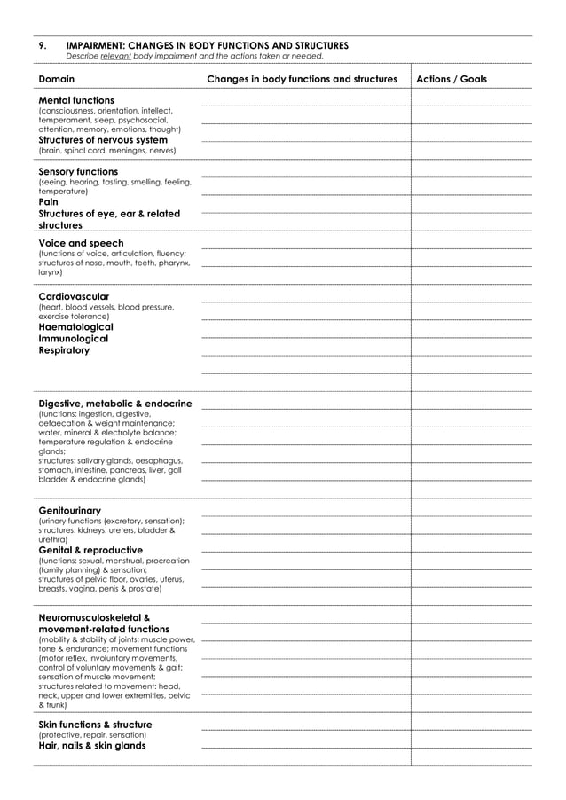 ICF Assessment form | PDF
