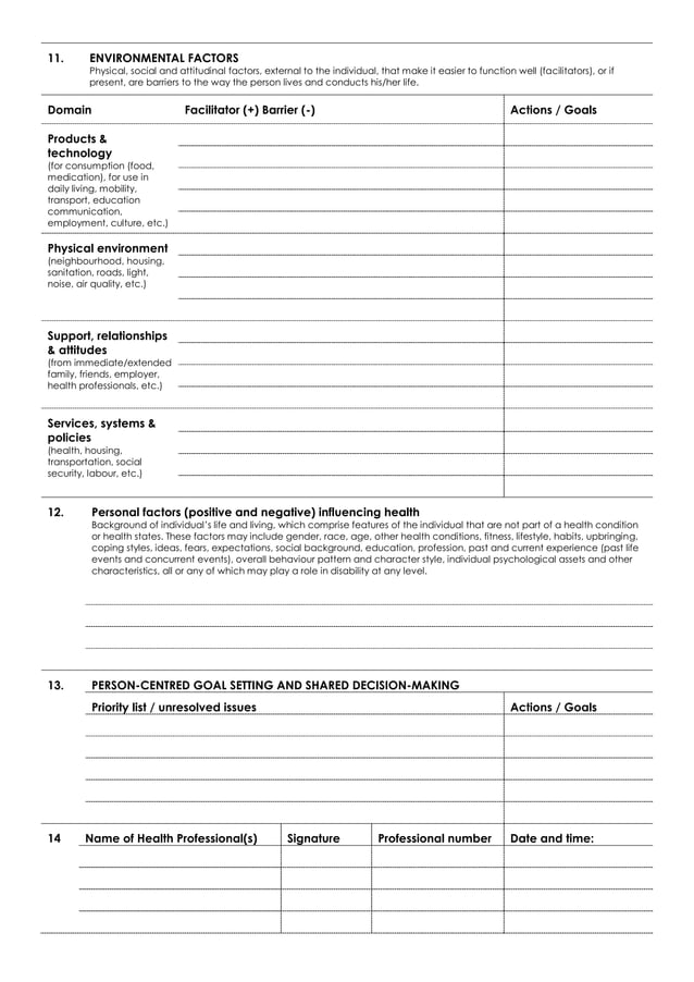 ICF Assessment form | PDF