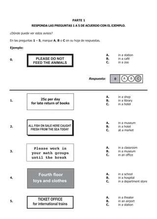 Icfes ejemplo de preguntas inglés 2010 | PDF