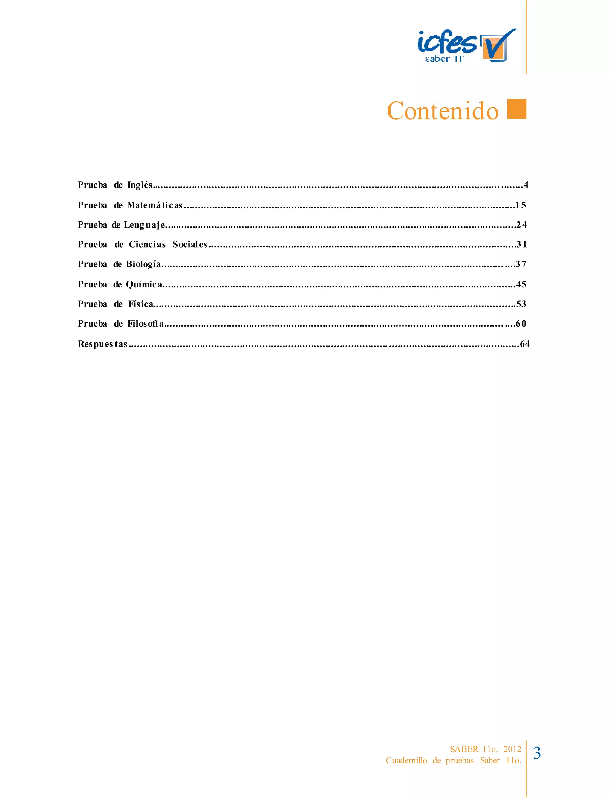 Icfes 2012 con respuestas | DOC