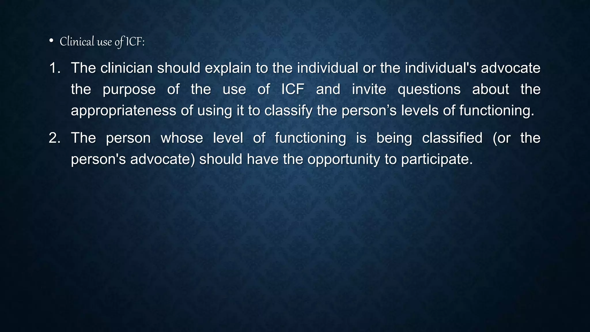 ICF (International Classification of Functioning Disability and Health ...