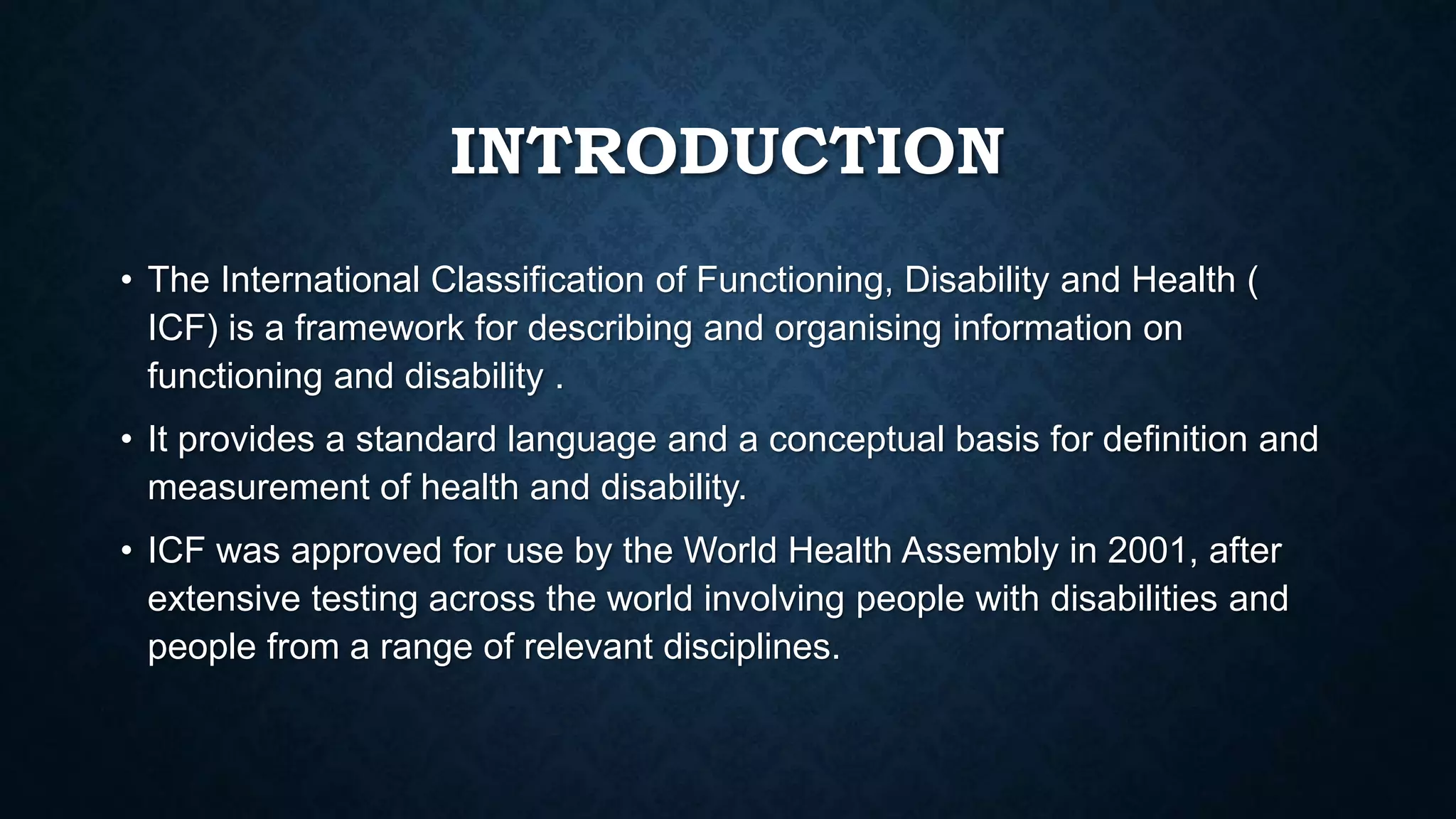 ICF (International Classification of Functioning Disability and Health ...