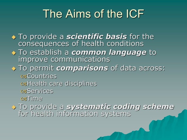 ICF model.ppt | Physical Therapy | Wellness