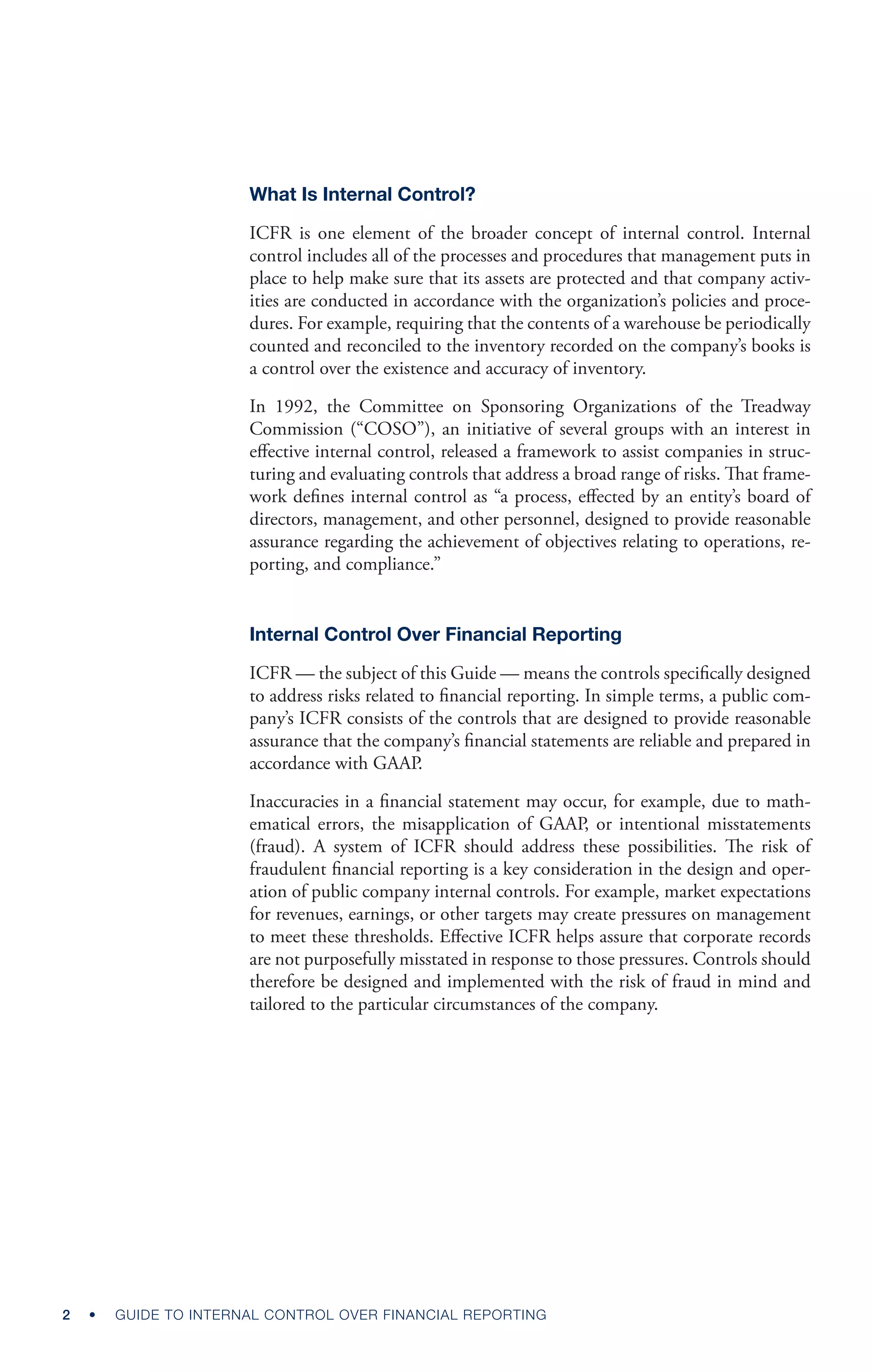 Icfr guide to internal control over financial reporting good | PDF