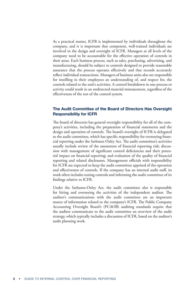 Icfr guide to internal control over financial reporting good | PDF