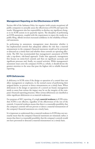 Icfr guide to internal control over financial reporting good | PDF