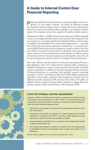 Icfr guide to internal control over financial reporting good | PDF