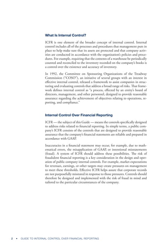 Icfr guide to internal control over financial reporting good | PDF