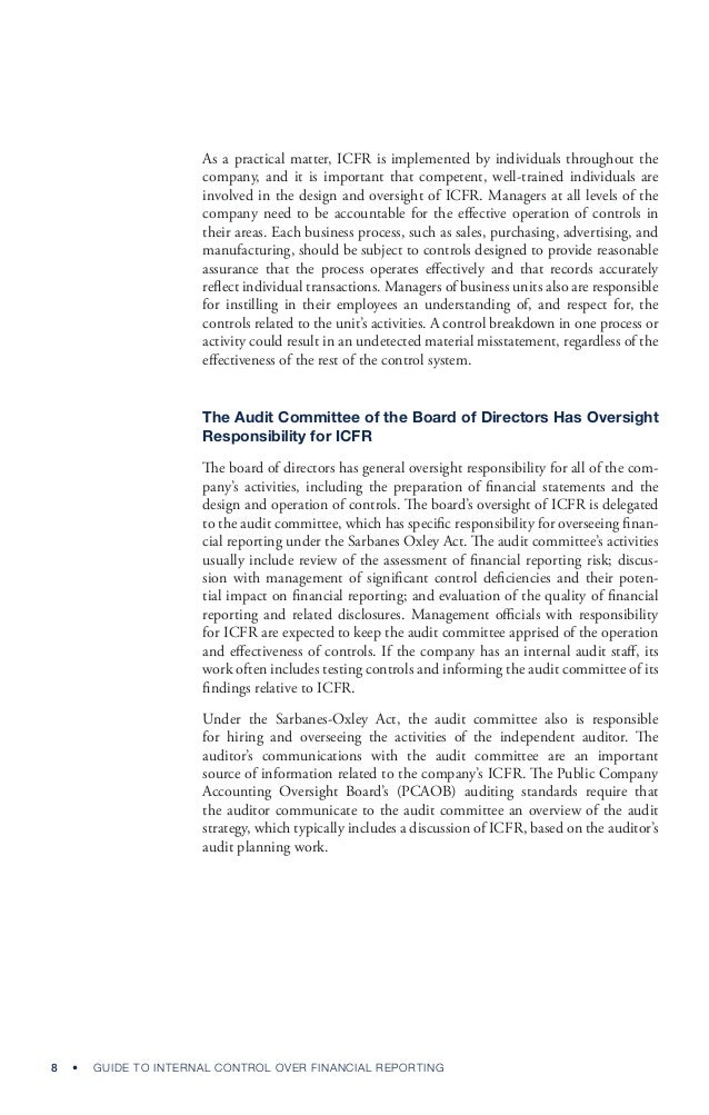 Icfr guide to internal control over financial reporting good