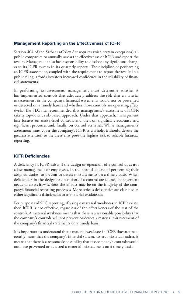 Icfr guide to internal control over financial reporting good