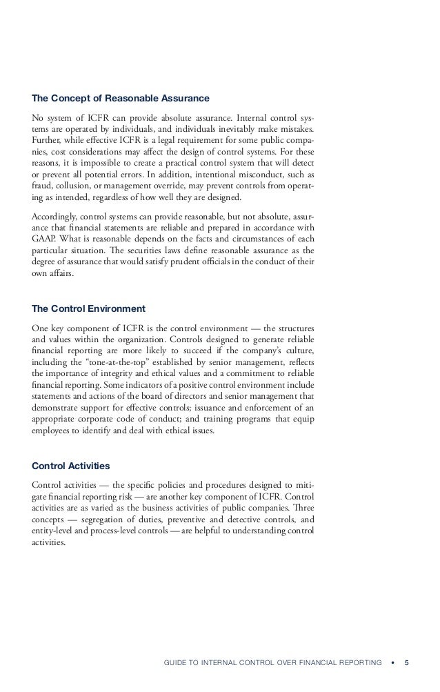 Icfr guide to internal control over financial reporting good