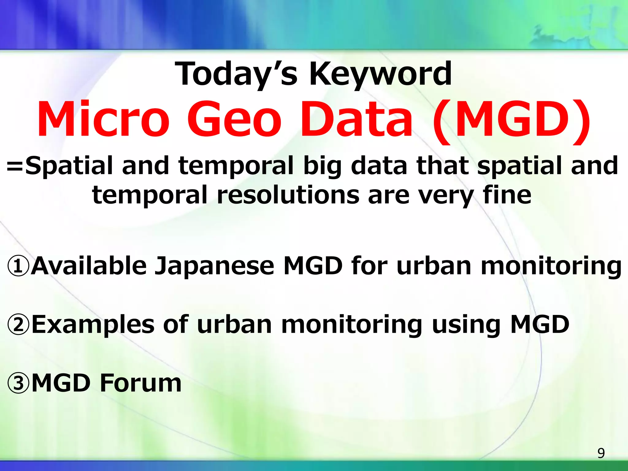 Applications of Micro Geo Data for Urban Monitoring | PPT