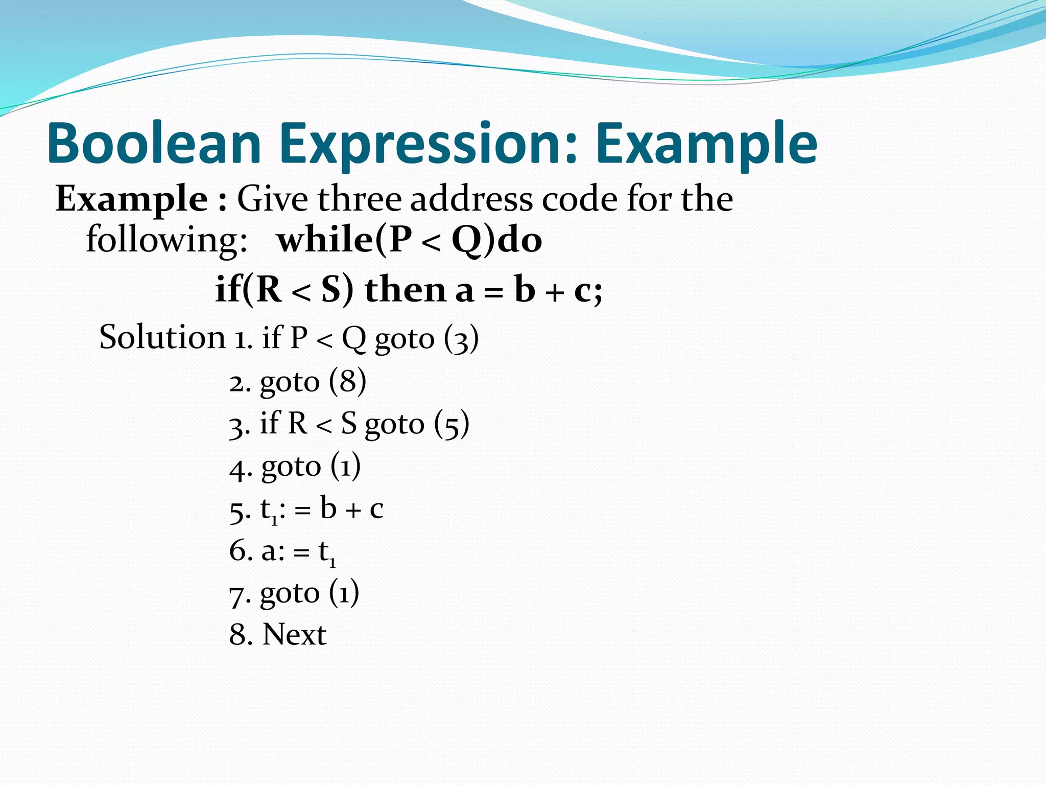 Syntax-Directed Translation into Three Address Code | PPTX