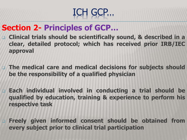 ICH GCP | PPTX | Medical Health
