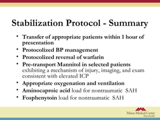 Hemorrhagic stroke transfer protocol | PPT