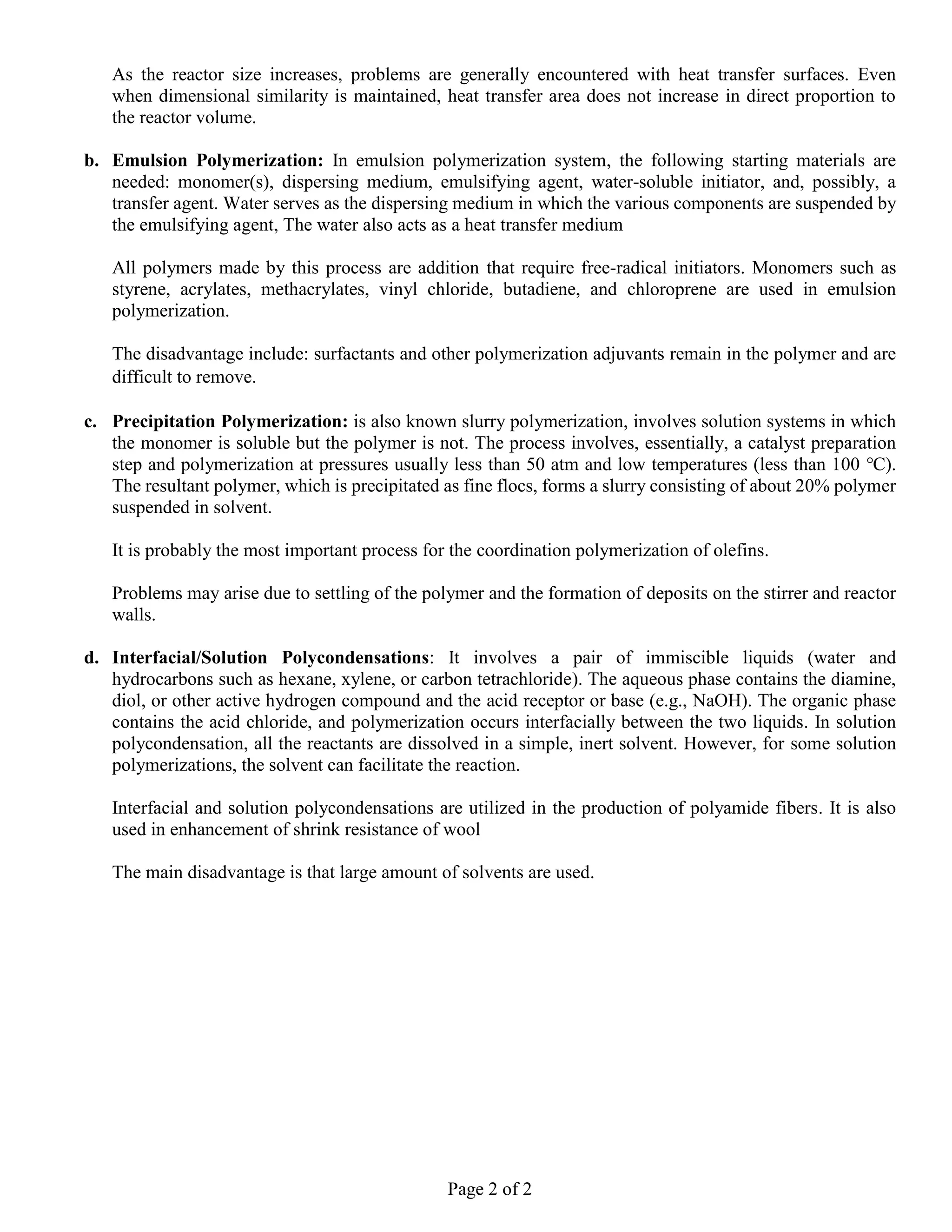 Large-scale Scale Industrial polymerization Processes | PDF | Chemistry ...