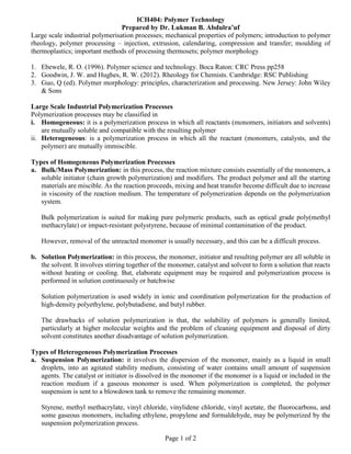 Large-scale Scale Industrial polymerization Processes | PDF | Chemistry ...