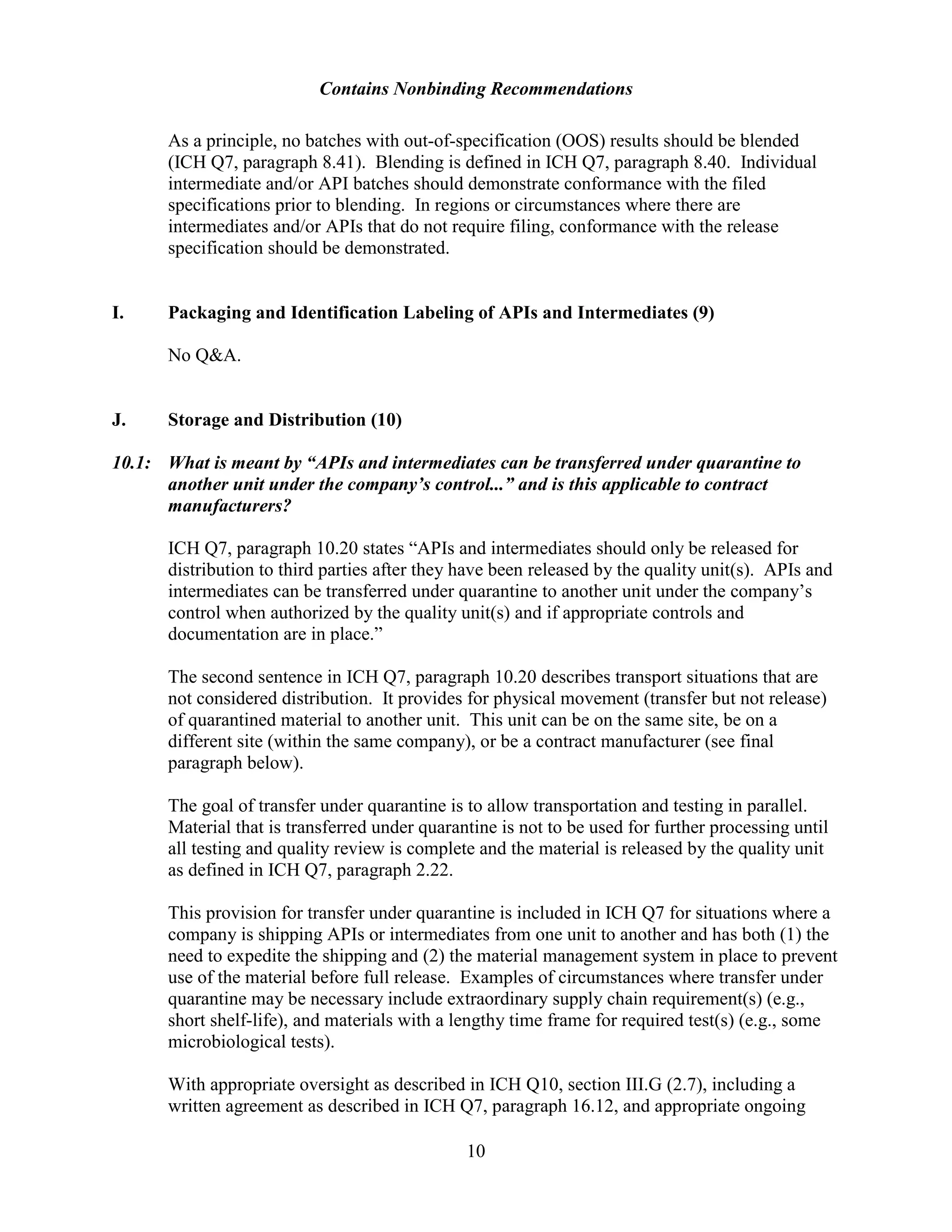 ICH 7- GMP Guidance for API-questions & answers | PDF