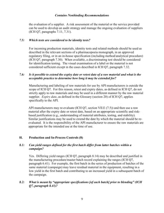 ICH 7- GMP Guidance for API-questions & answers | PDF
