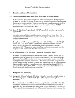 ICH 7- GMP Guidance for API-questions & answers | PDF