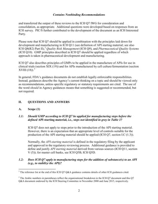 ICH 7- GMP Guidance for API-questions & answers | PDF