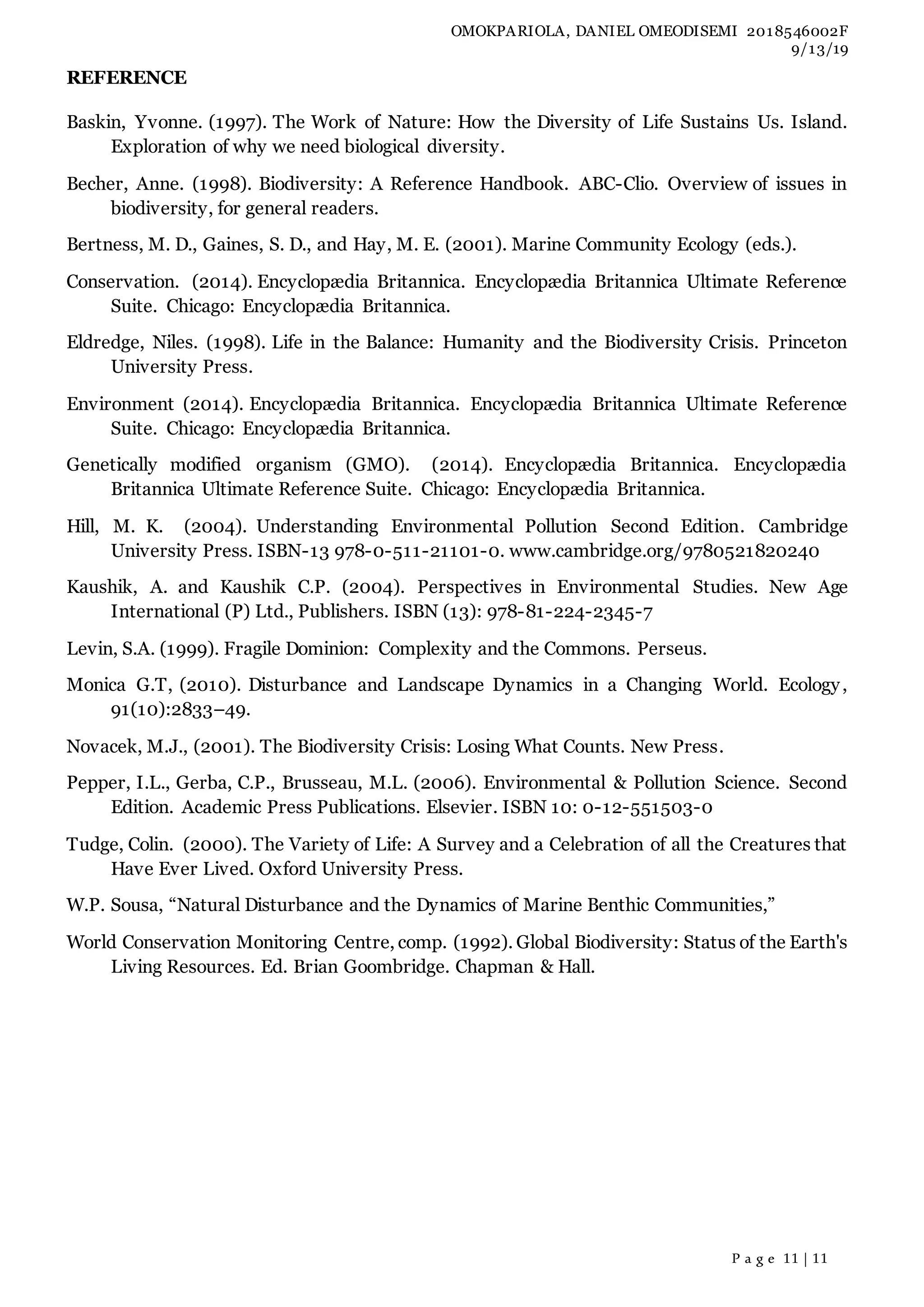 Summary of National and Global Environmental Issues | DOCX