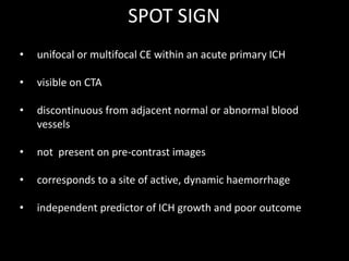 INTRA CRANIAL HEMORRHAGE- AGING BLOOD ON MRI | PPTX