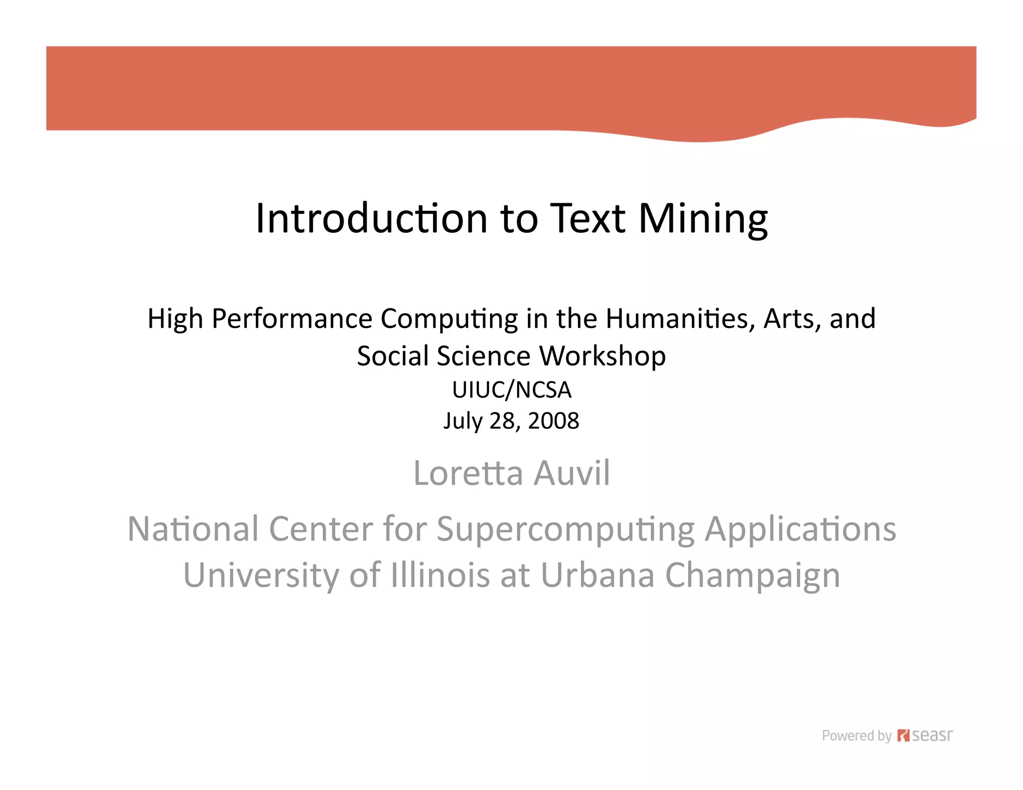 ICHASS Workshop Text Mining | PPT
