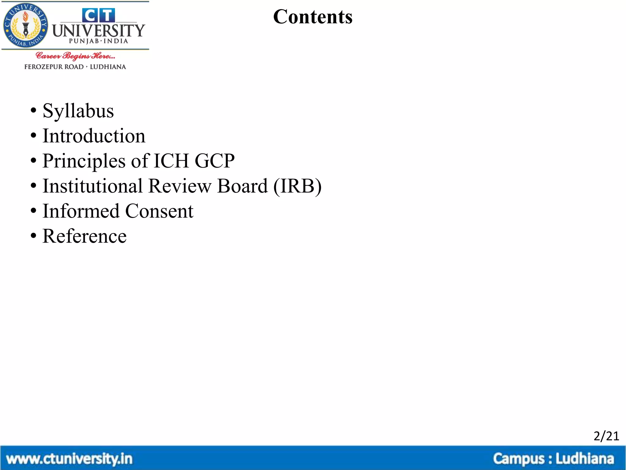 regulatory perspectives of clinical trails | PPTX