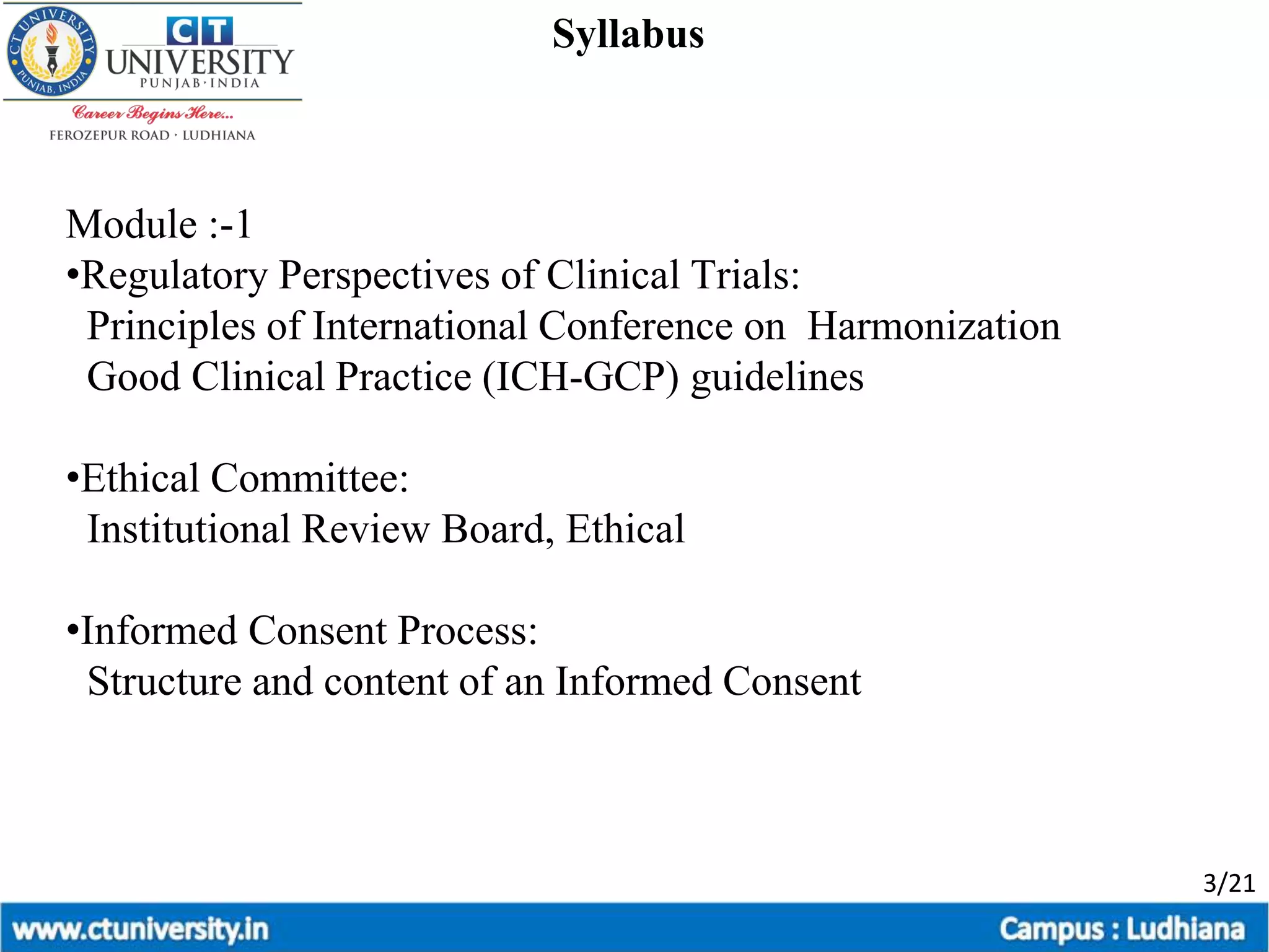 regulatory perspectives of clinical trails | PPTX