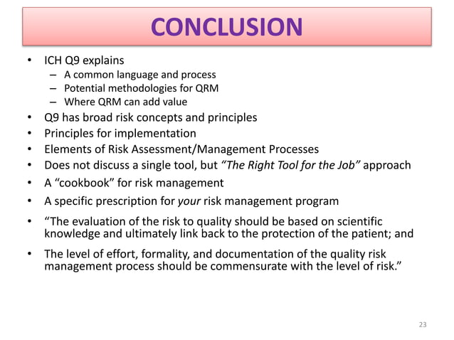 ICH Guideline – Q9 | PPTX | Pharmaceutical Industry | Industries