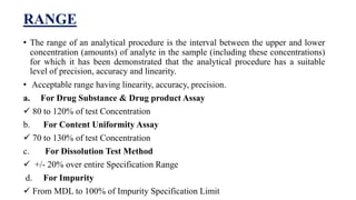 Ich guidelines on validation for analytical method/equipments | PPTX