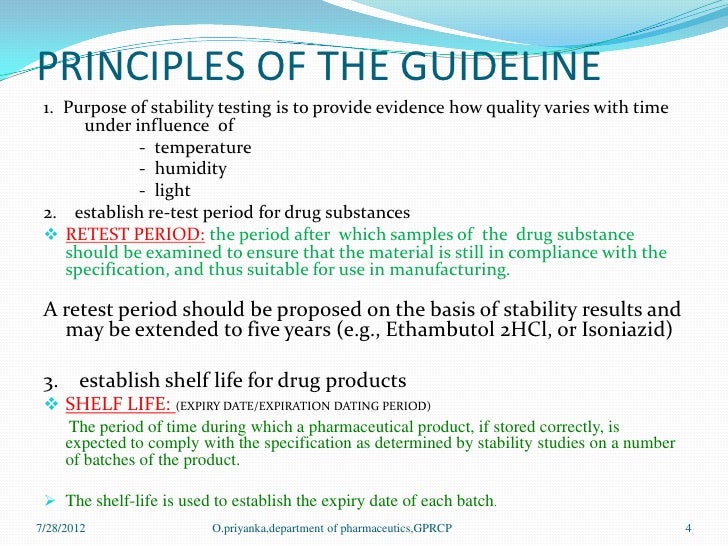 Stability Testing And Shelf Life Determination According To ...